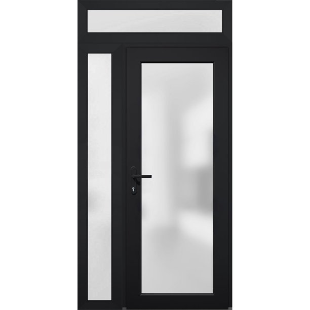 Front Exterior Prehung Metal-Plastic Door Frosted Glass / Manux 8102 ...