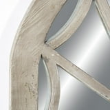 DecMode 36" x 44" Beige Window Pane Inspired Wall Mirror with Arched ...