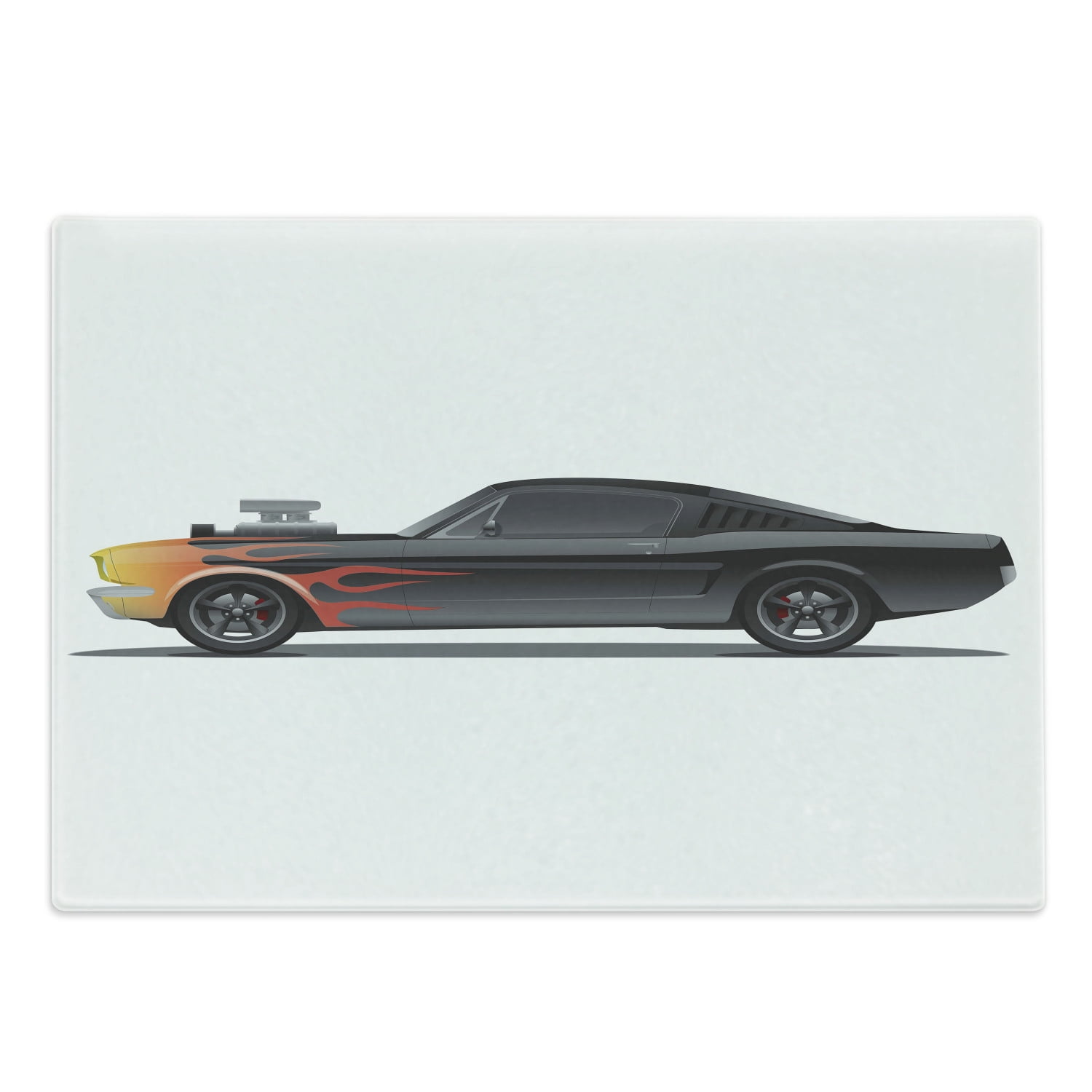 Cars Cutting Board, Custom Design Muscle Car with Supercharger and ...