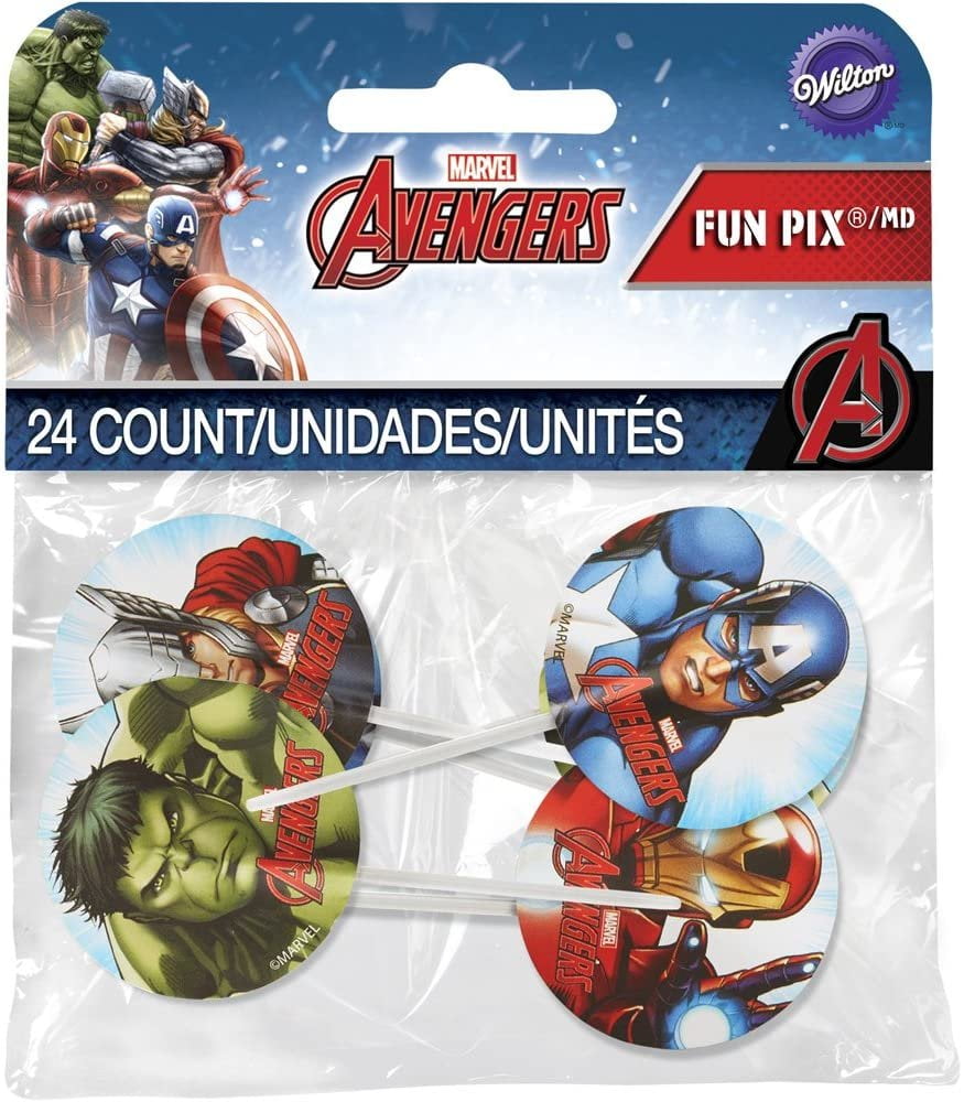 Wilton 2113-4110 Marvel Avengers Fun Pix Cupcake Toppers, Multicolor ...