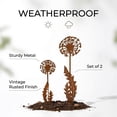 Metal garden stakes set of 2 ornaments, vintage rusted finish decor ...