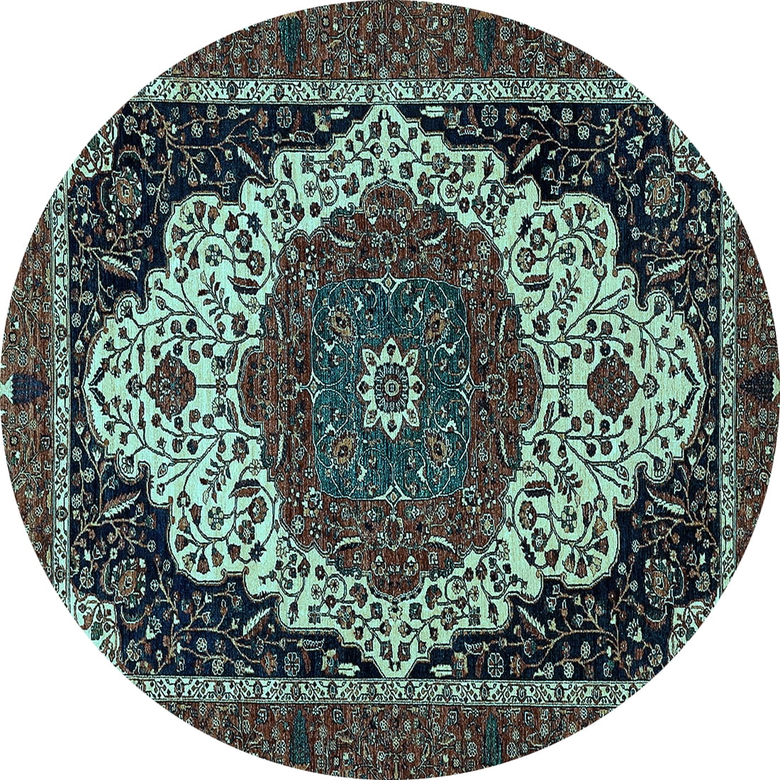 Ahgly Company Indoor Round Abstract Light Blue Modern Area Rugs, 5 ...