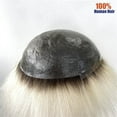 100% Human Hair Ombre Microskin Male Hair Prosthesis 0.08MM Double ...