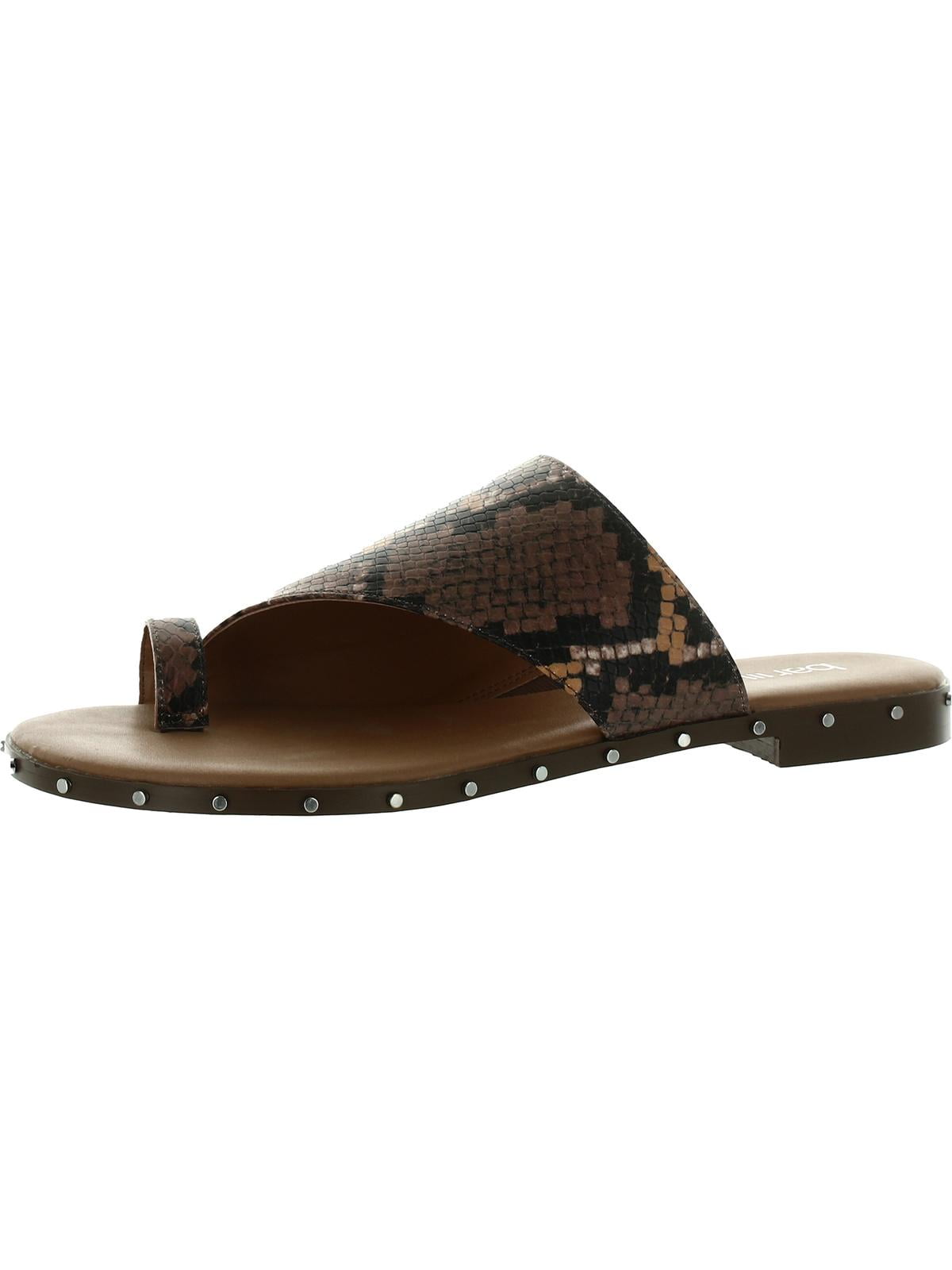 Bar III Womens Hattiep Faux Leather Toe Loop Slide Sandals - Walmart.com
