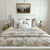 My Texas House Veronica 3-Piece White Pepper Taupe Floral Cotton Slub ...