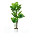 3.6FT Artificial Monstera Deliciosa Plant in White Tall Planter 43"H ...
