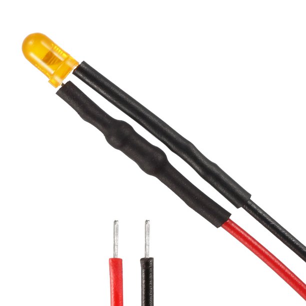 Prewired LED Light , DC 12V 20mA 3mm Orange Pre-Wired LED Lights 10PCS ...