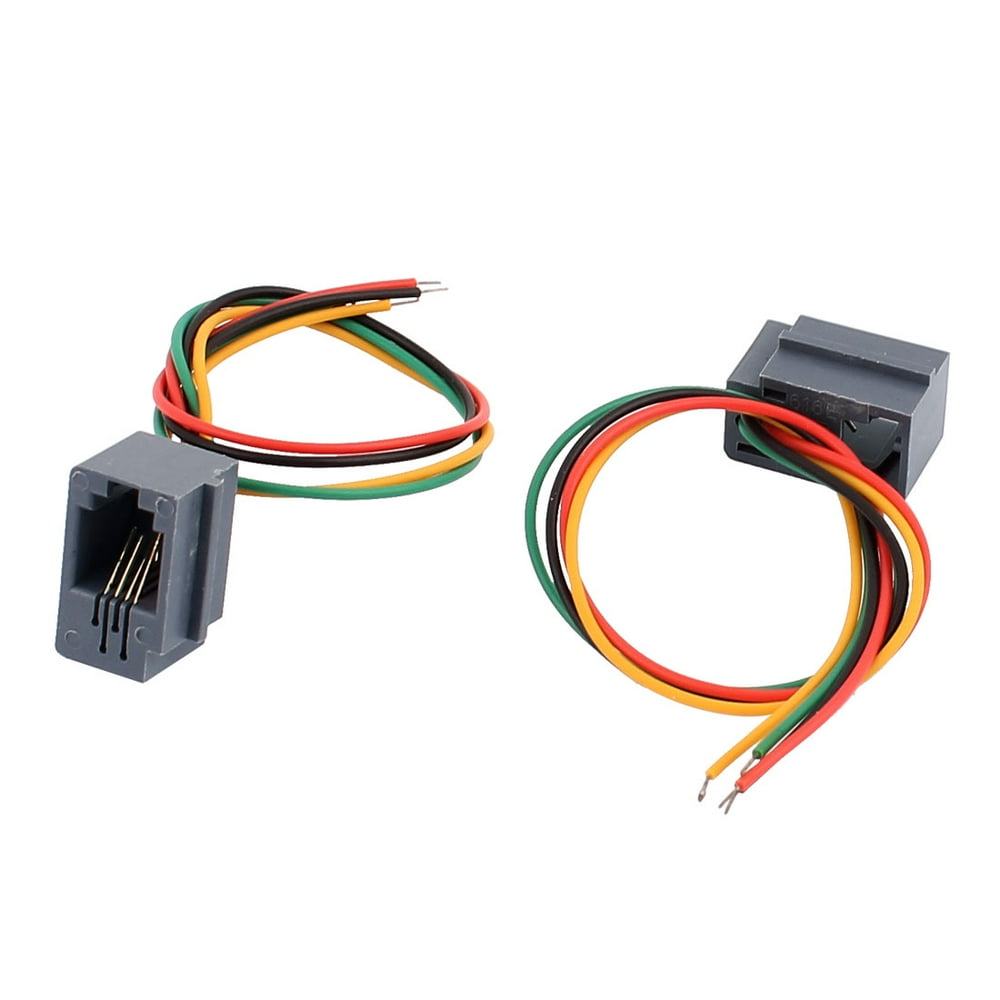 2Pcs Female Telephone Connector Adapter 616E 4P4C RJ9 w 15cm 4 Colorful ...
