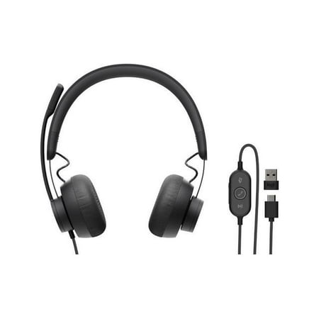 Logitech Zone 750 Wired On-Ear Headset USB-C Black 981001103 | Walmart ...