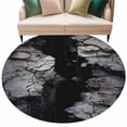 Abstract Stone Large Round Rug 8Ft Modern Artistic Realistic Black Grey ...