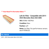 Left Air Filter - Compatible with 2019 - 2023 Mercedes-Benz G63 AMG ...