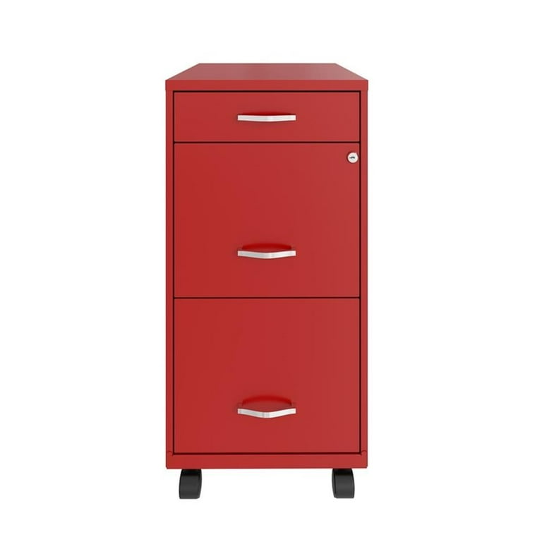 Red metal filing cabinet store