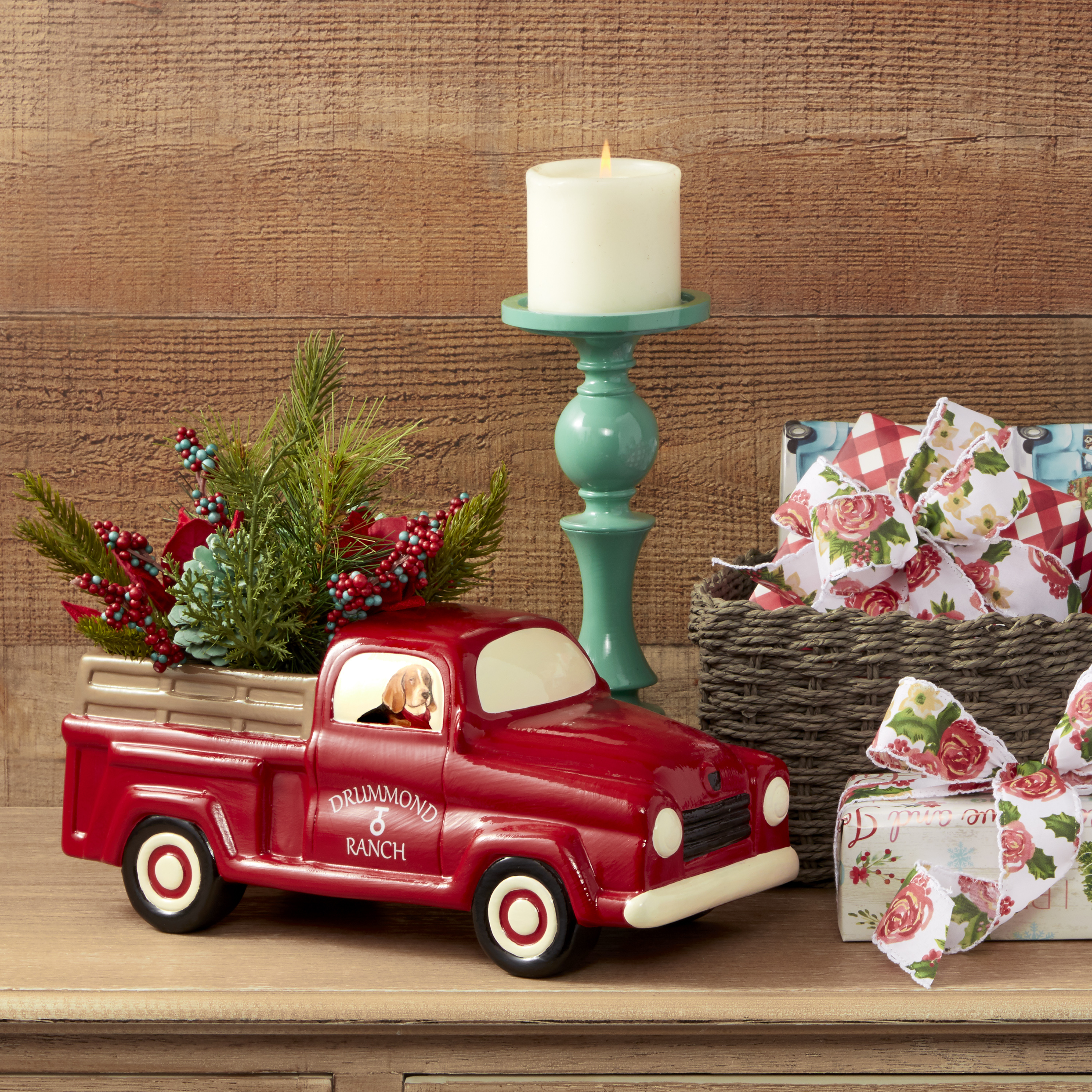 The Pioneer Woman 9-Inch Holiday Artificial Floral Arrangement in ...