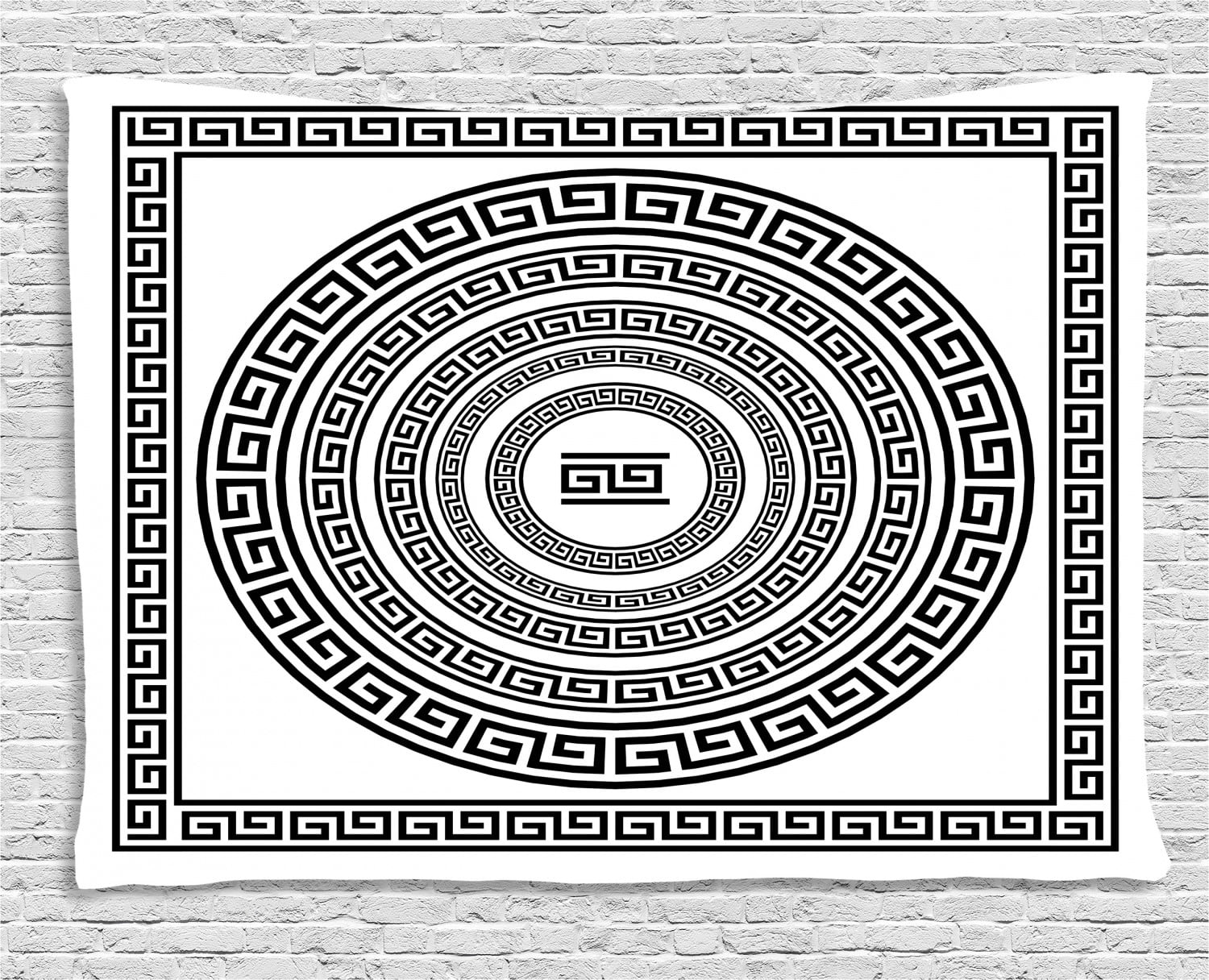 Greek Key Tapestry, Traditional Meander Border Set with Square and ...