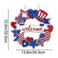 Aodebiao 2Pcs Independence Day Round Wooden Hanging Sign American Flag ...