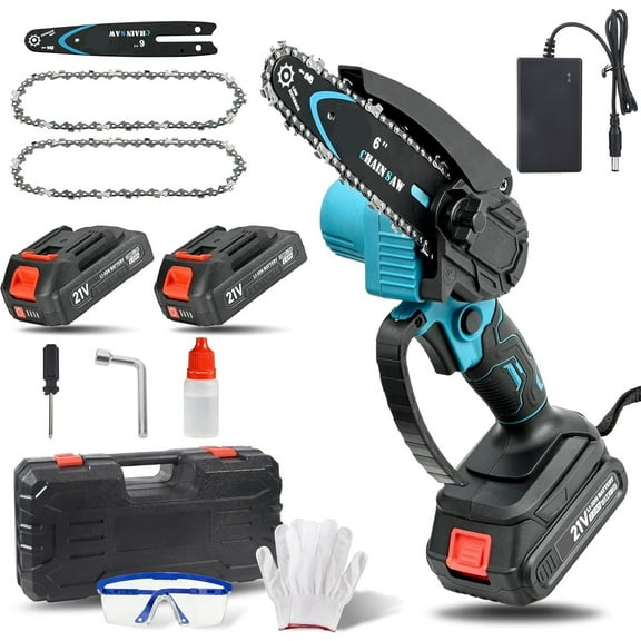 Seesii 6-Inch Cordless Chainsaw, Handheld Wood Cutter Kit with 2 ...