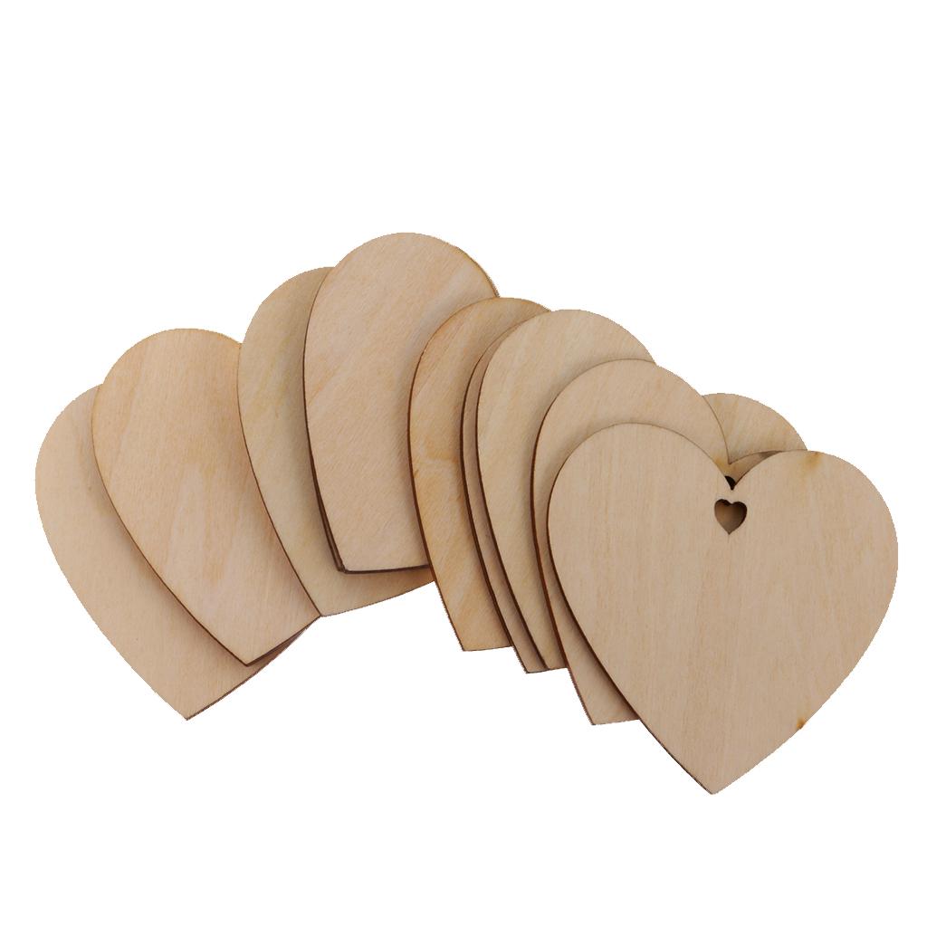 25 Pcs Wood Cutout Shapes Unfinished Heart Slice with Hole for Craft ...