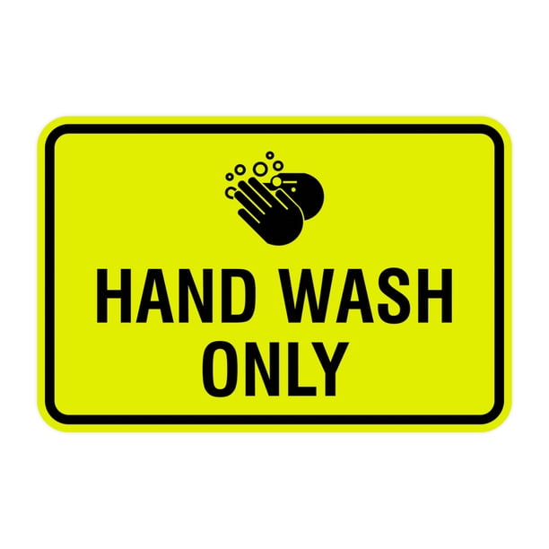 Classic Framed Hand Wash Only Sign (Yellow / Black) - Large - Walmart.com
