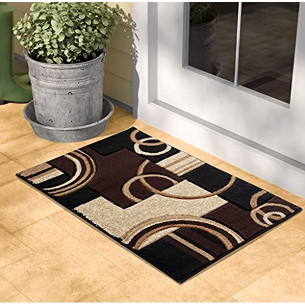 GLORY RUGS Area Rug 2x3 Door Mat Brown Geometric Soft Floor Carpet with ...