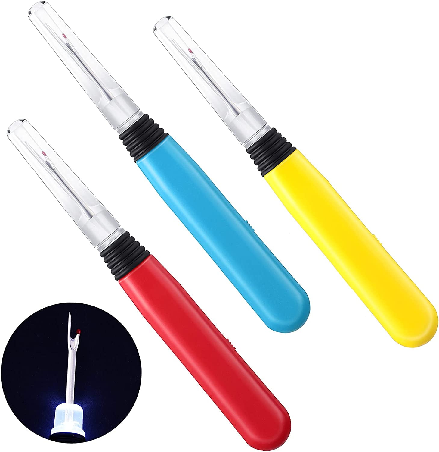 3 Pieces Seam Ripper Tools with Light, Stitch Removal Tool Sewing ...
