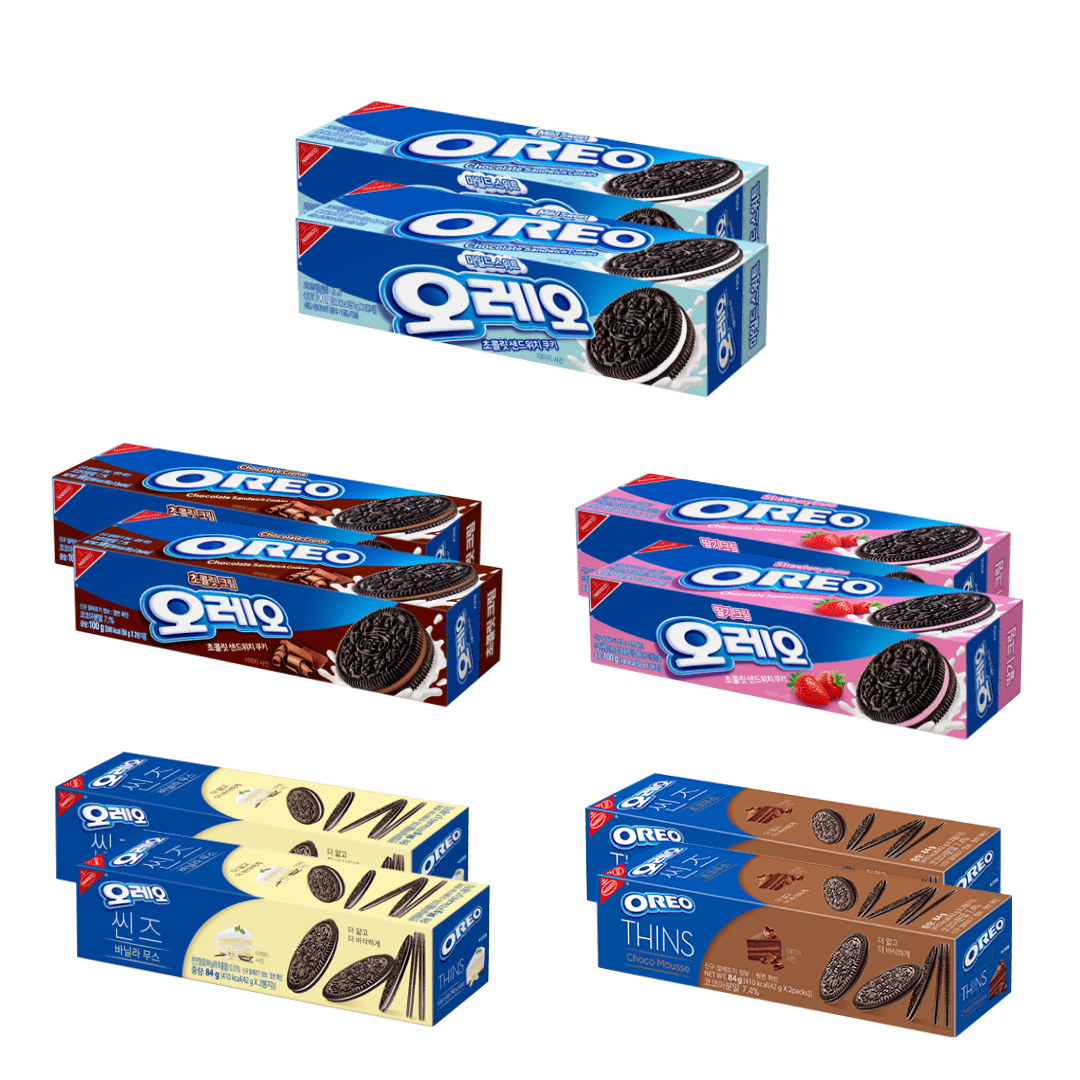 Korean Oreo Cookies Variety Pack - Chocolate Cream, Strawberry Cream ...