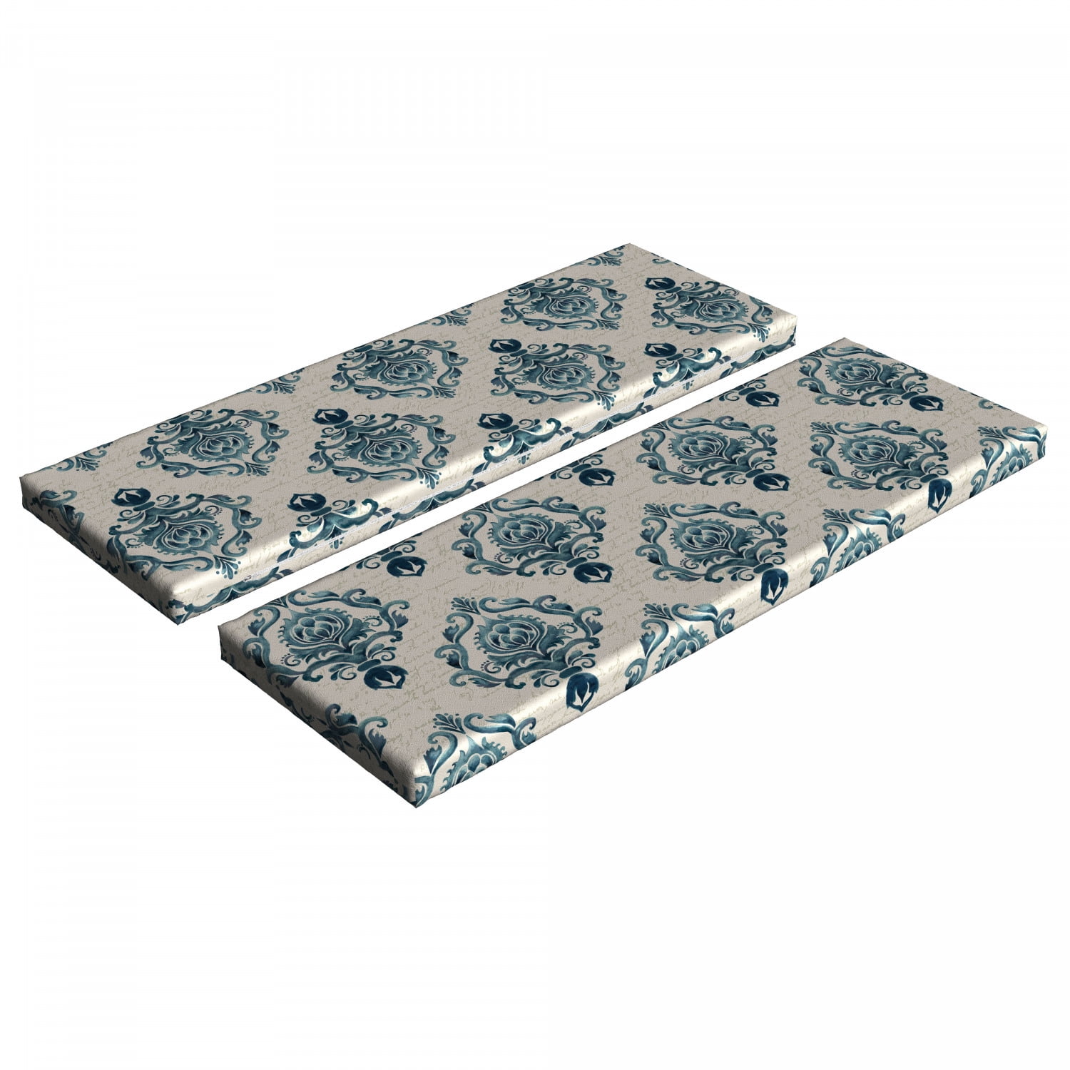 Damask Bench Cushion Set of 2, Nostalgia Themed Composition with ...