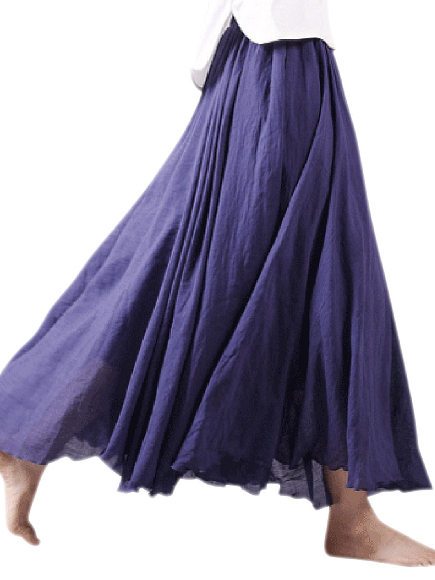 Nlife Women's Bohemian High Waist Flowy Double Layer Maxi Skirt, 95CM ...