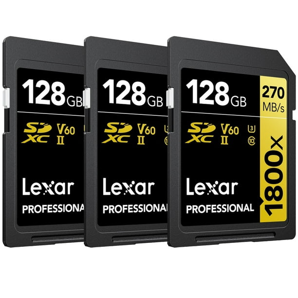 Lexar Professional 1800x SDXC UHS-II Card GOLD Series 128GB - (3-Pack) - Walmart.com