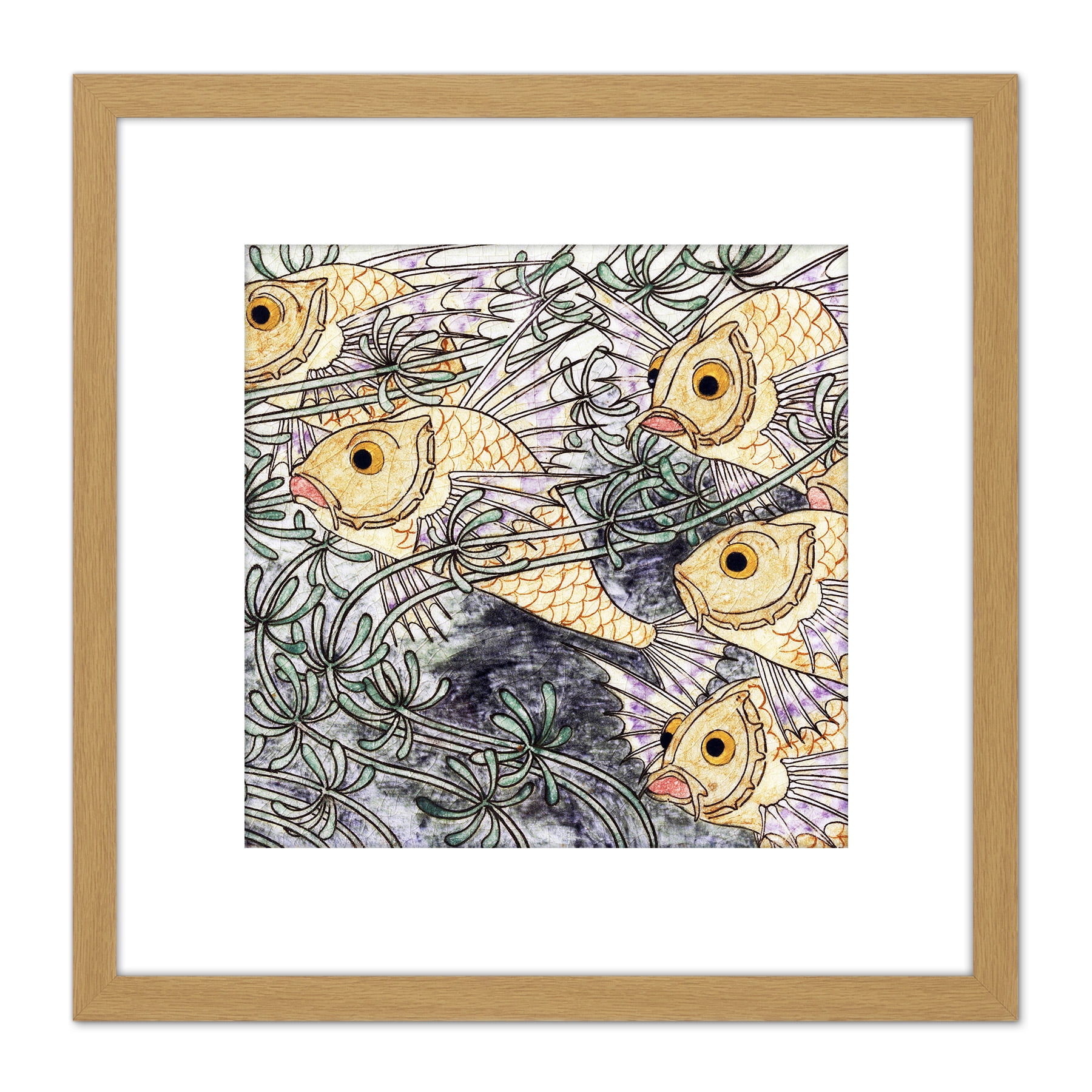 Nienhuis Fish Seaweed Tile Design Pattern Photo 8X8 Inch Square Wooden ...