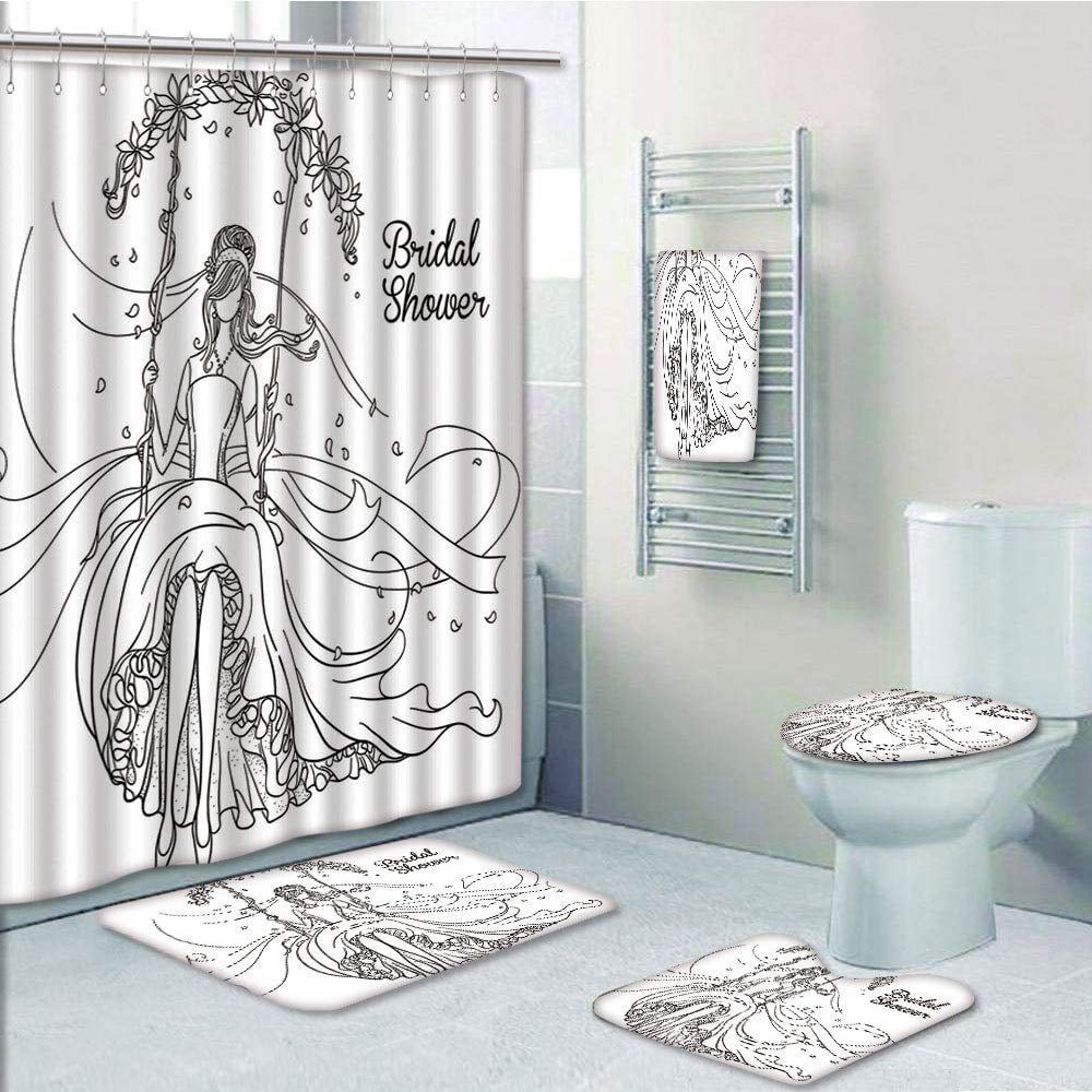 PRTAU Bridal Shower Sketchy Hand Drawn Bride with Floral Swirls Swing 5 ...