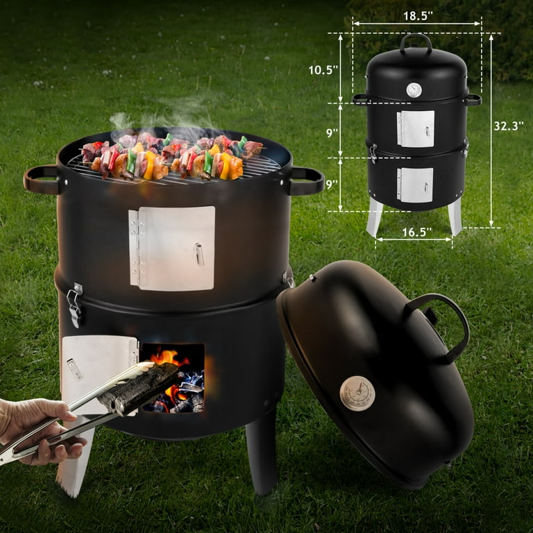 Heavy Duty Steel Charcoal Grills Black Outdoor Barbecue Charcoal BBQ