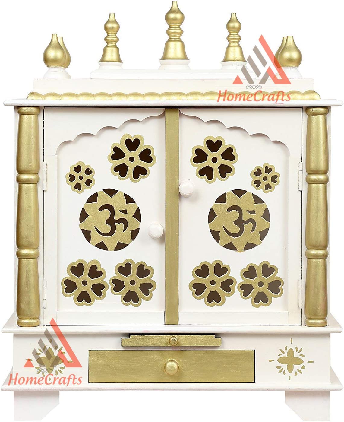Homecrafts Wooden Temple, Pooja Mandir for Home (White, Large- 24 X 12 ...