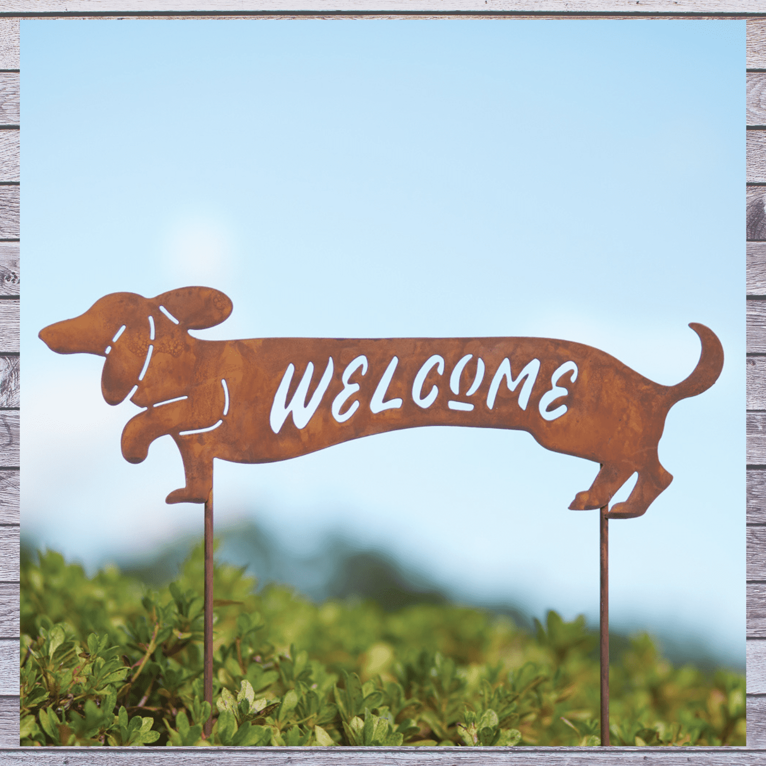 Weiner Dog Welcome Yard Stake - Outdoor Welcome Home Metal Sign ...