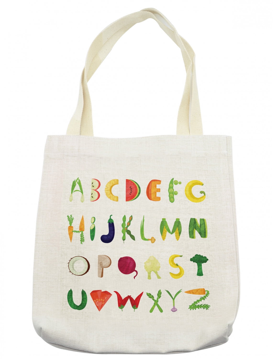 Alphabet Tote Bag, Whimsical Cartoon Colorful Letters Shaped as ...