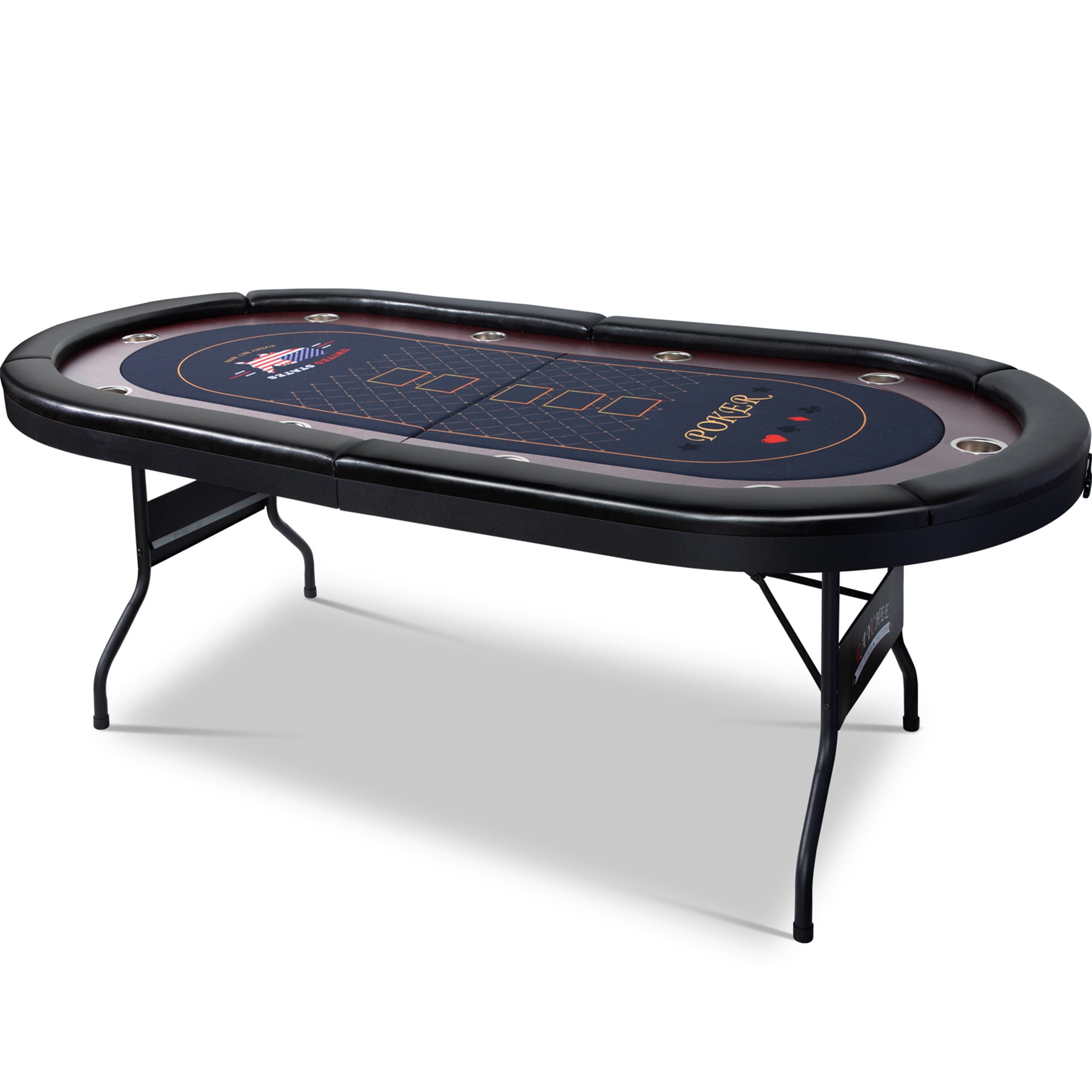 RayChee 86" Folding 10 Player Poker Table, Foldable Texas Holdem Table ...