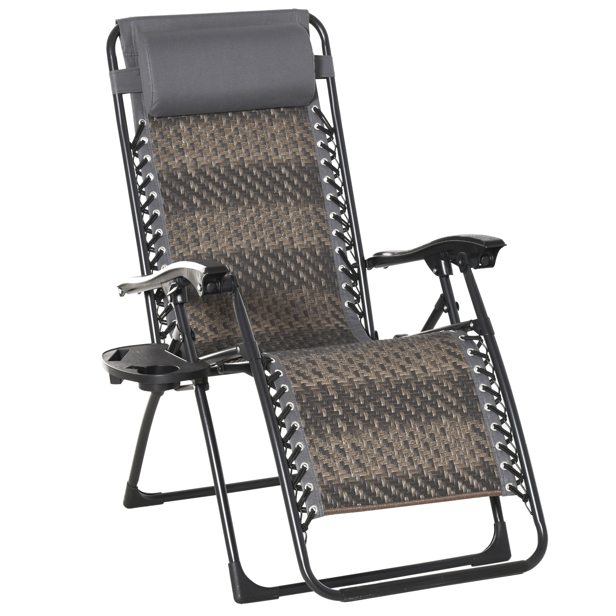 Click here for Outsunny Zero Gravity Chair Wicker Lounger  Grey 2... prices