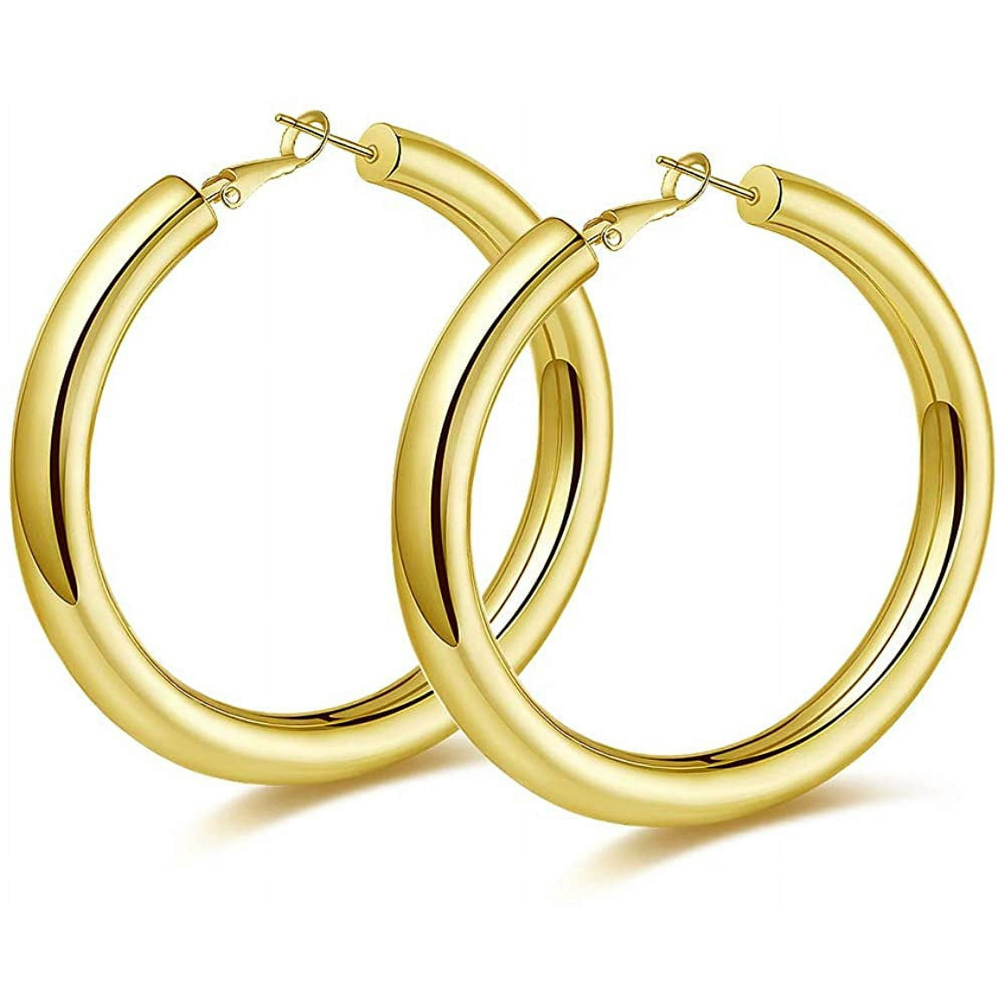 Click here for Chlua Thick Hoop Earrings Howllow 14k Gold Plated... prices