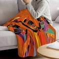 Black Orange Girls Boho Blanket Soft Cozy Warm Throw Blanket for Couch ...