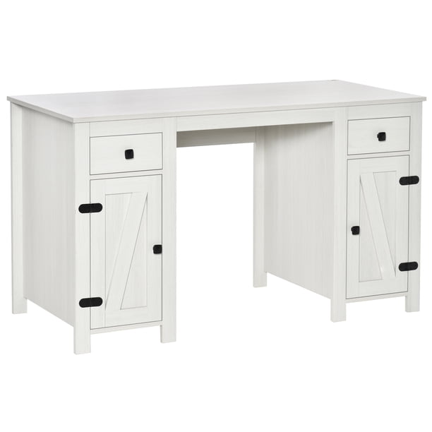 HomCom Farm Style Home Office Computer Desk with 2 Drawers, 2 Cabinets ...