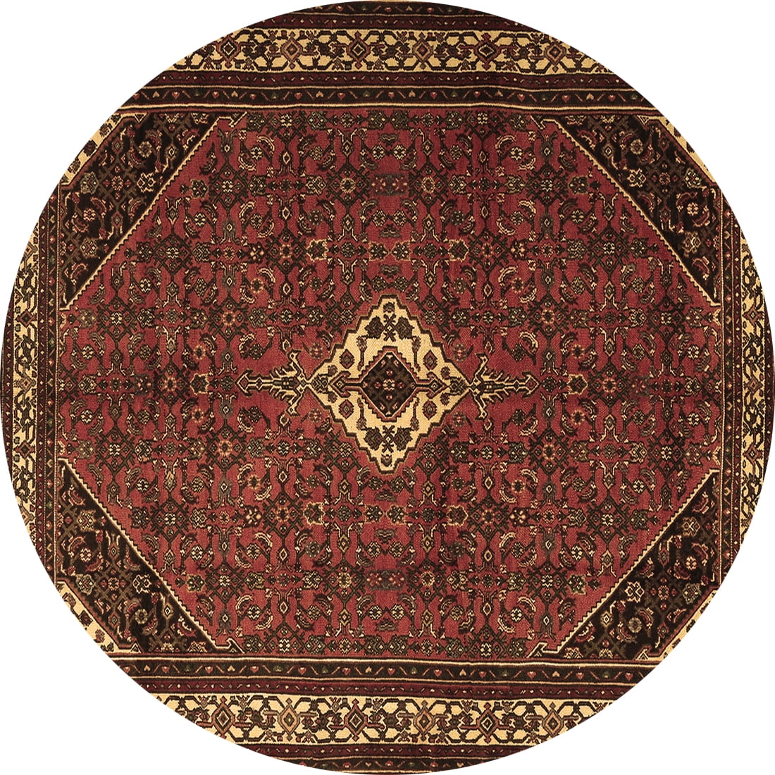 Ahgly Company Indoor Round Persian Brown Traditional Area Rugs, 6 ...