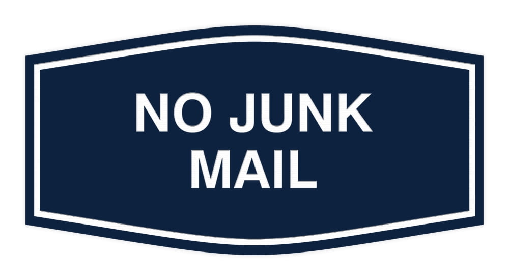 Signs ByLITA Fancy No Junk Mail Sign (Navy Blue / White) - Large ...