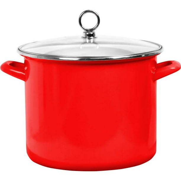 Red - 8 qt Stock Pot with Glass Lid - Walmart.com