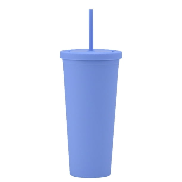 700ml reusable cold water cup plastic cup, double-layer solid color ...