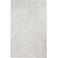 Genuine Cowhide Leather Chevron Patchwork Area Rug 9 x 12 ft, Ivory ...