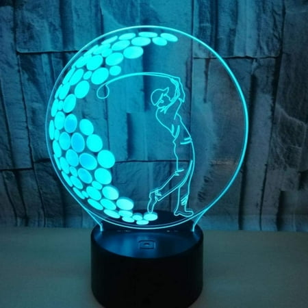 3D Illusion Lamp Moon Mood Light 7 Colour Changing Acrylic LED USB ...