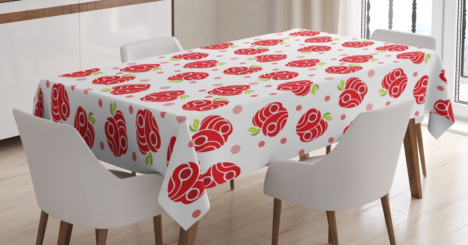 Apple Tablecloth, Geometric Shapes Patterned Apples Curves and Circles ...