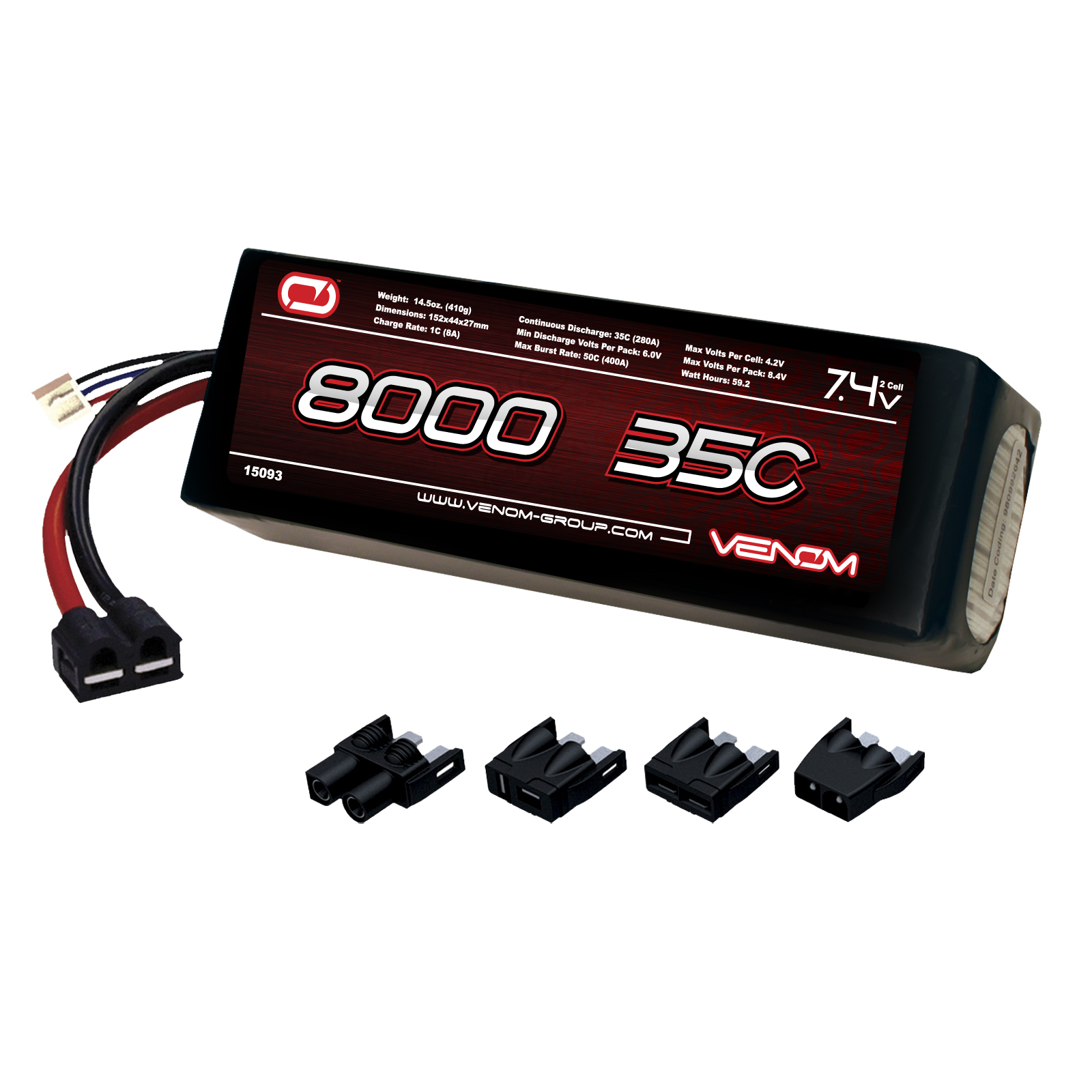 Axial SCX10 Deadbolt 35C 7.4V 8000mAh LiPo Battery by Venom - Walmart.com