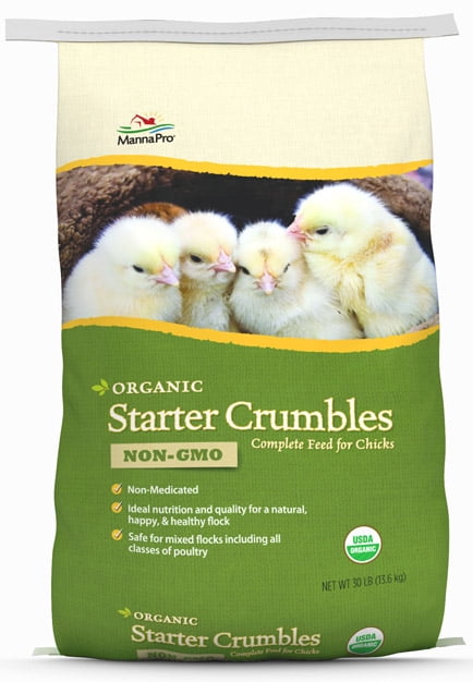 Manna Pro Poultry Organic Starter Crumbles Chicken Feed, 30 lbs ...