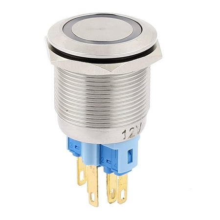 DC 12V 18mm Light 22mm Mounted Thread 6 Pin Latching Push Button Switch ...