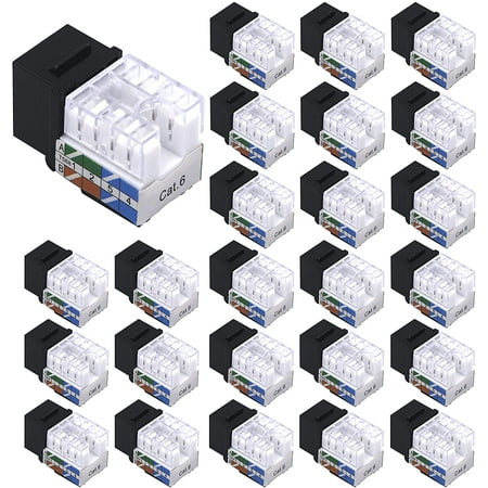 25-Pack Cat6 RJ45 90-Degree Keystone Jack Insert Bundle with 1-Pack ...